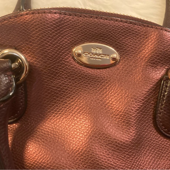 Coach | Bags | Coach Mini Cora Dome Metallic Leather Satchel Metallic ...
